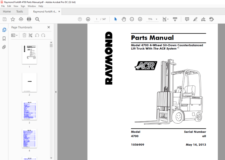 Raymond Forklift 4700 4-Wheel Sit-Down Counterbalanced Lift Truck With ...