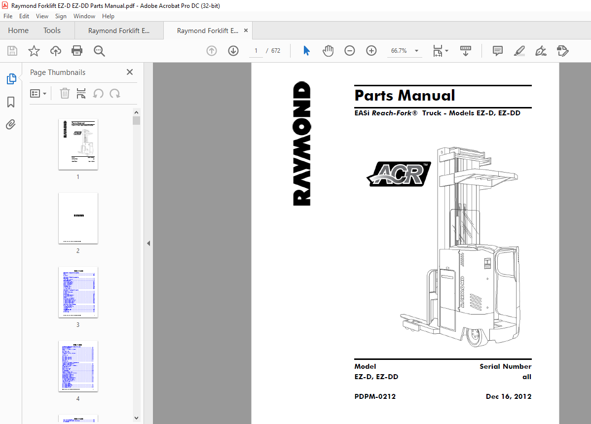 RAYMOND EASi Reach-Fork® Truck EZ-D, EZ-DD Parts Manual – PDF DOWNLOAD ...