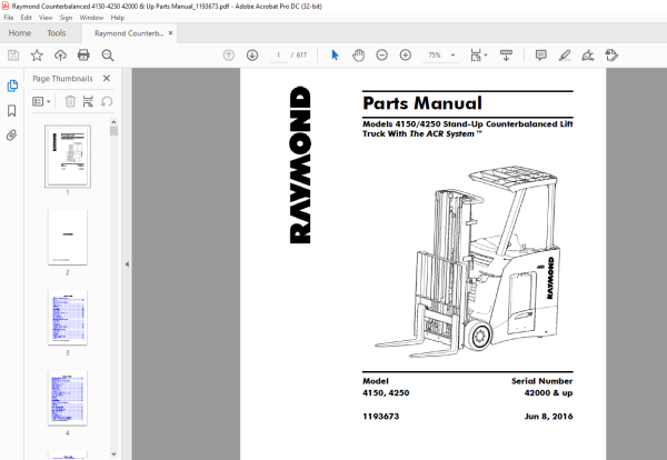 Raymond 4150 4250 Stand-Up Counterbalanced Lift Truck With The ACR ...