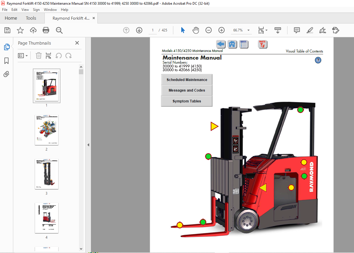 Raymond Forklift 4150 4250 Maintenance Manual 1119828 – PDF DOWNLOAD ...
