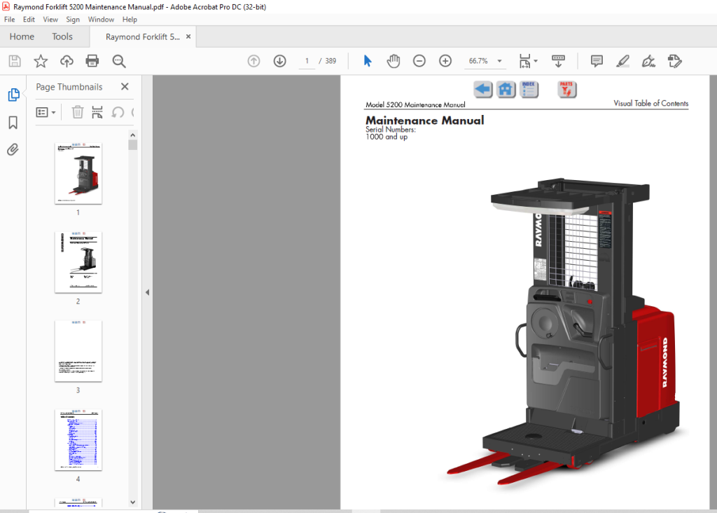 Raymond Forklift 5200 High-Level Orderpicker Lift Truck Maintenance ...