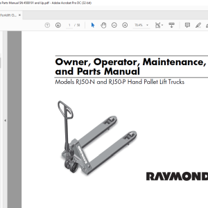 Raymond Forklift RJ50-N & RJ50-P Hand Pallet Lift Trucks Owner Operator ...