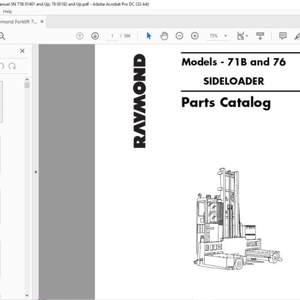 Raymond Forklift SIDELOADER 71B and 76 Parts Catalog Manual ...