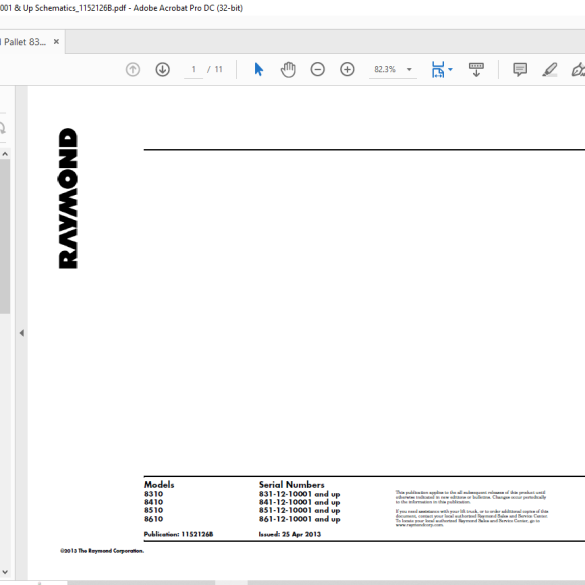 Raymond Pallet 8310 8410 8510 8610 Schematics Manual 1152122B - PDF ...