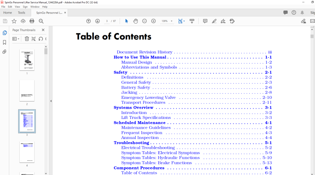 Raymond SpinGo Personnel Lifter 0.08119 0.08120 Service Manual- PDF ...