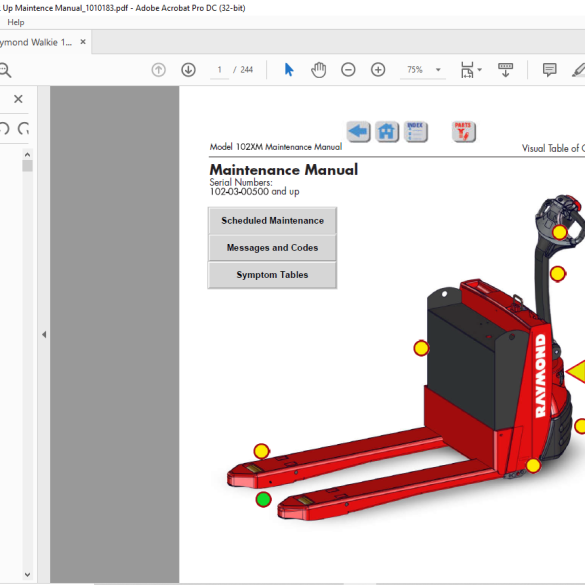 Raymond Forklift 71B and 76 SIDELOADER Parts Catalog Manual 1014470B ...