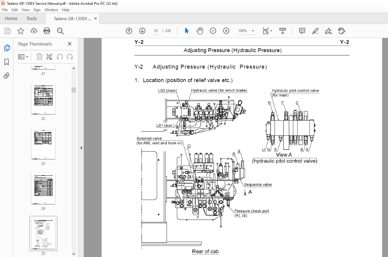 Tadano Faun Rough Terrain Crane GR-130EX (Circuit Diagram & Data ...
