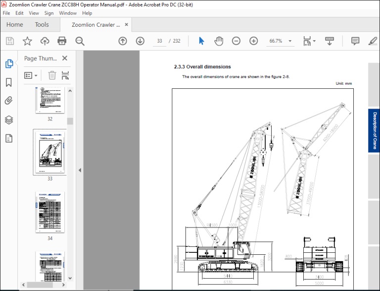 Zoomlion ZCC800H Crawler Crane Operator’s Manual – PDF DOWNLOAD ...