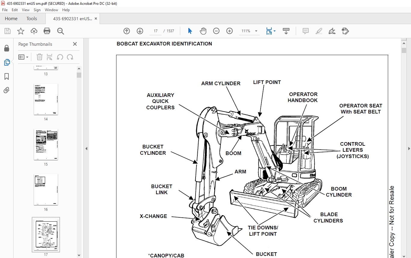 Bobcat 435 Excavator Service Manual 6902331 (4-08) - PDF DOWNLOAD