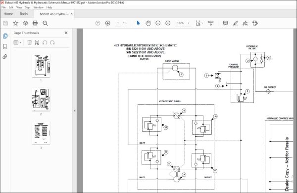 Bobcat 463 Hydraulic & Hydrostatic Schematic Manual 6903711 – PDF ...