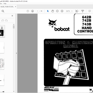 Bobcat 642B 742B 743B Hand Controls Operation & Maintenance Manual ...