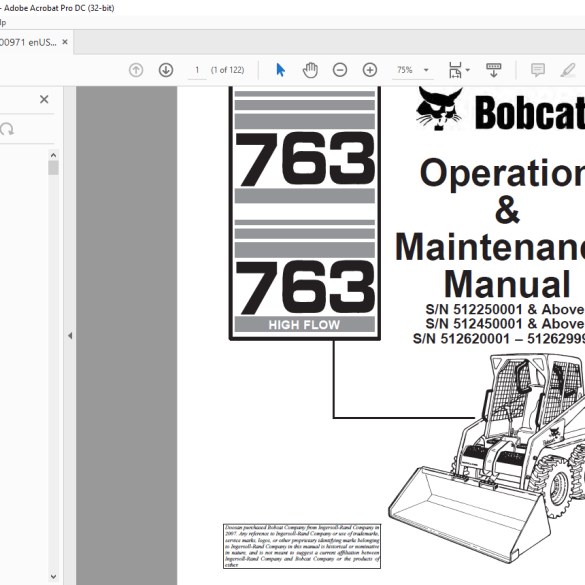 Bobcat E55 Compact Excavator Service Manual 6990093 (01-20) - PDF ...