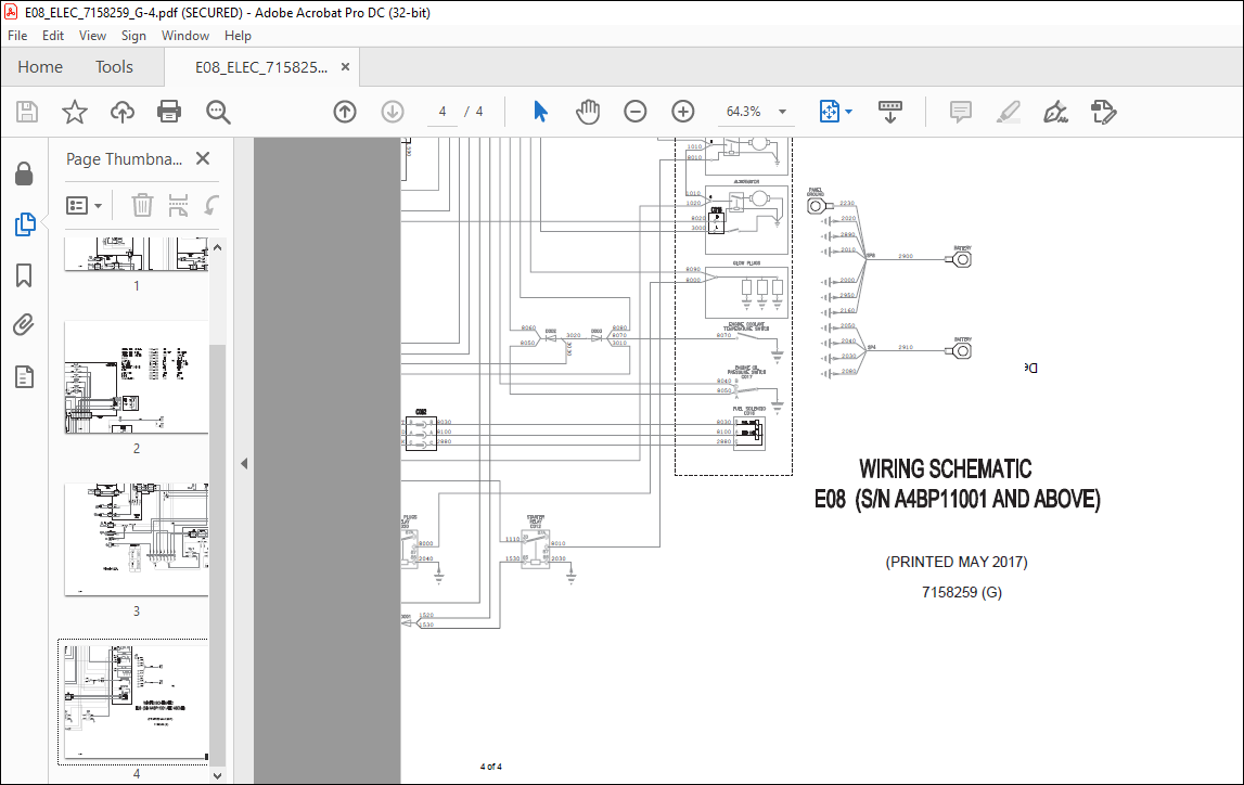Bobcat Excavator E08 Electrical Wiring Schematic Manual 7158259 - PDF ...