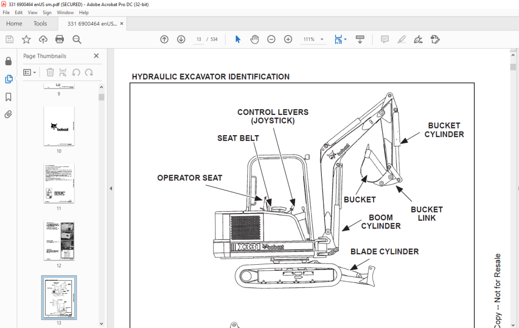 Bobcat Excavator X331 X331E X334 Service Manual 6900464 (6-12) - PDF ...