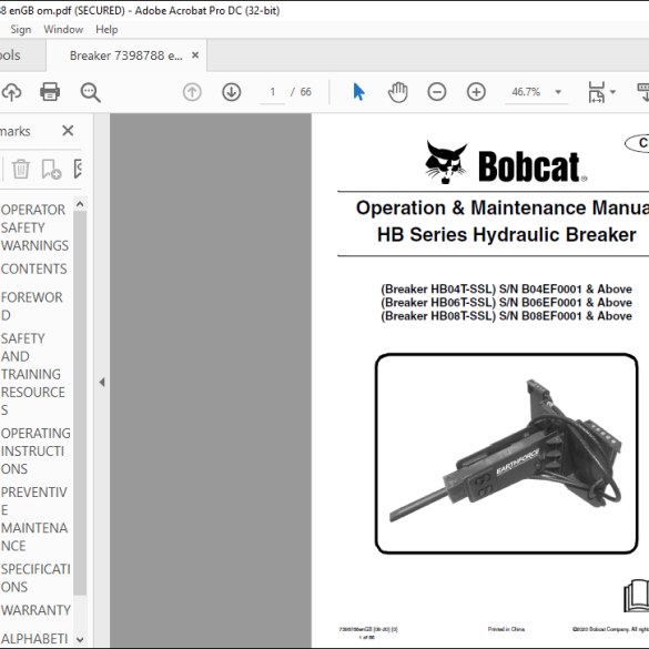 Bobcat HB Series Hydraulic Breaker HB04T-SSL HB06T-SSL HB08T-SSL ...