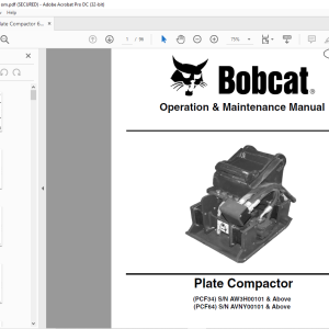 Bobcat Plate Compactor PCF34 PCF64 Operation & Maintenance ...