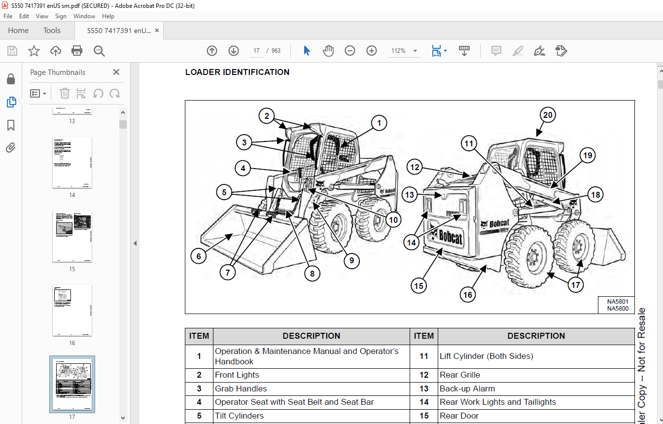 Bobcat S550 Skid-Steer Loader Service Manual SN B4ZD11001 & Above – PDF ...