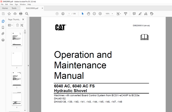 Cat 6040 AC,6040 AC FS Hydraulic Shovel Operation and Maintenance ...