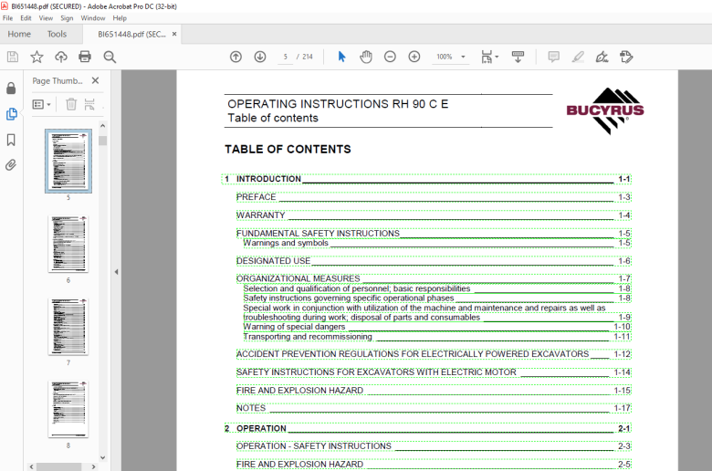 Cat Bucyrus RH 90C Hydraulic Excavator Operating Instructions Manual ...
