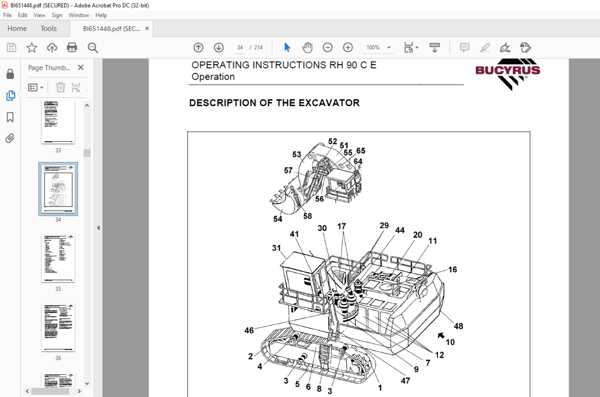 Cat Bucyrus RH 90C Hydraulic Excavator Operating Instructions Manual ...