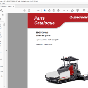 Dynapac SD2500WS Wheeled paver Engine Cummins Tier4F Stage IV Parts ...