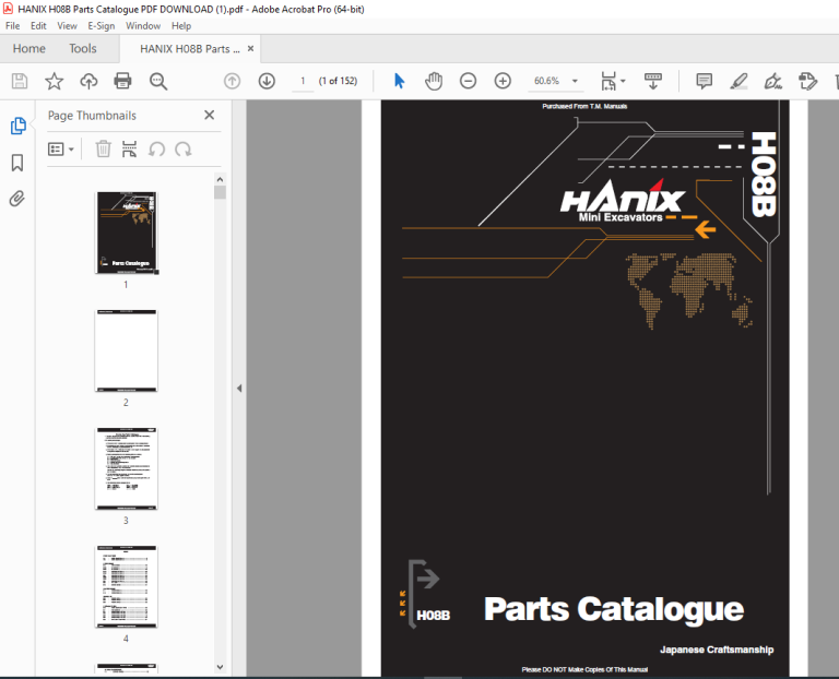 HANIX H08B Mini Excavators Parts Manual PDF DOWNLOAD – HeyDownloads ...