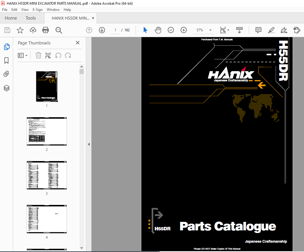 HANIX H55DR MINI EXCAVATOR PARTS MANUAL PDF DOWNLOAD - HeyDownloads ...