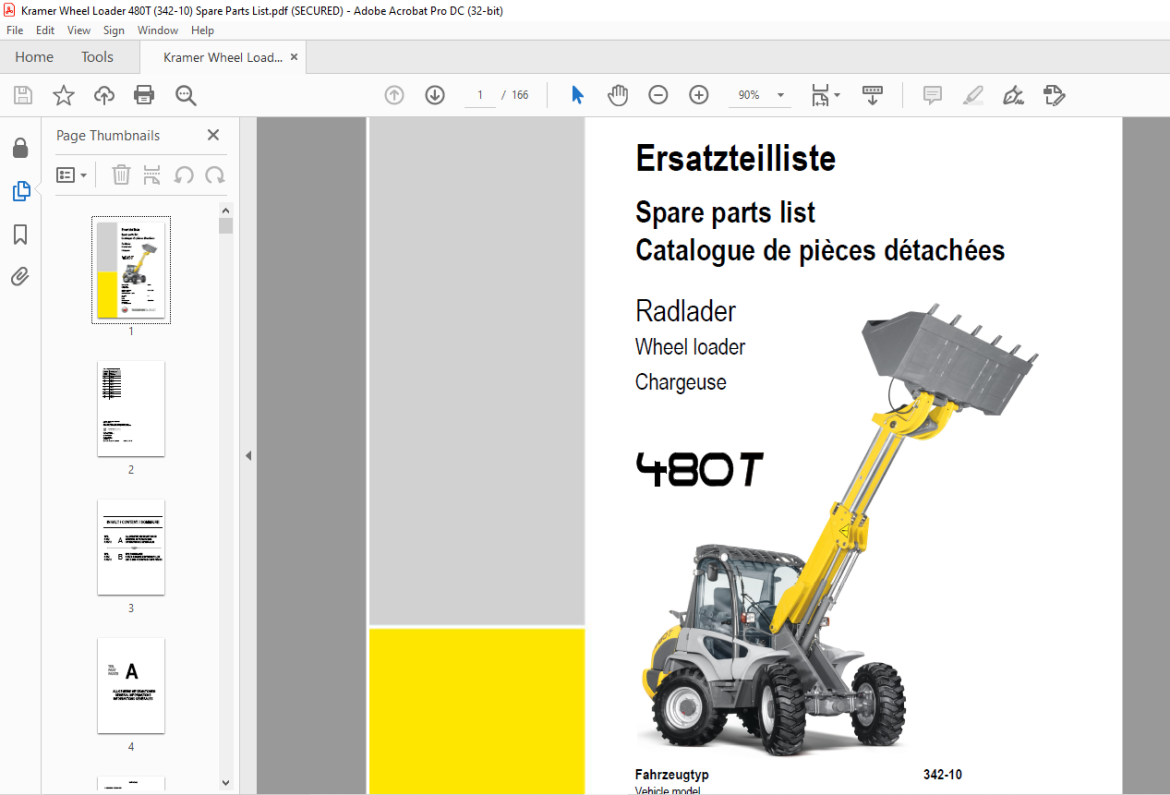 KRAMER Allrad Wheel loader 480T Spare Parts List Manual - PDF DOWNLOAD