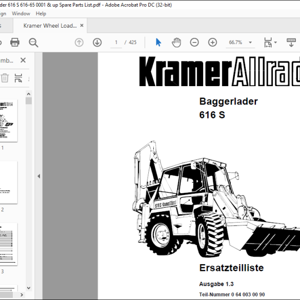 Kramer Allrad Baggerlader 616 S Ersatzteilliste Manual - HeyDownloads ...