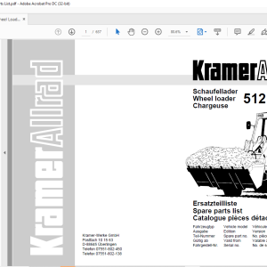 Kramer Allrad Wheel Loader 512 SL SLx Spare Parts List Manual ...