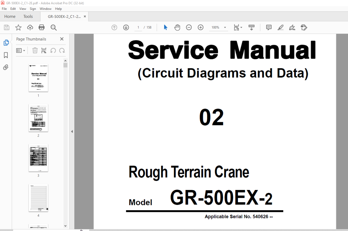 Tadano Faun Rough Terrain Crane GR-500EX-2 (Circuit Diagram and Data ...