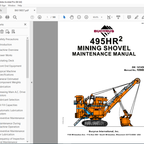 CAT Bucyrus 495HR2 Mining Shovel Maintenace - HeyDownloads - Manual ...