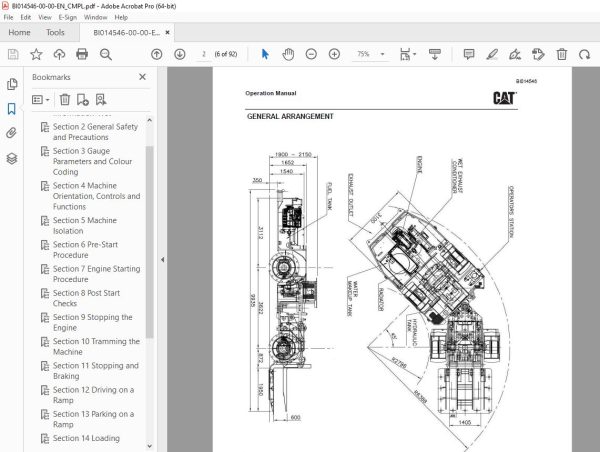 CAT SH660 D Roof Support Carrier Operation Manual SN 5004043 PDF ...