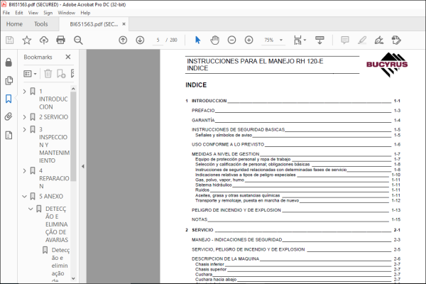 Cat Bucyrus RH120E INSTRUCCIONES PARA EL MANEJO Manual - PDF DOWNLOAD ...