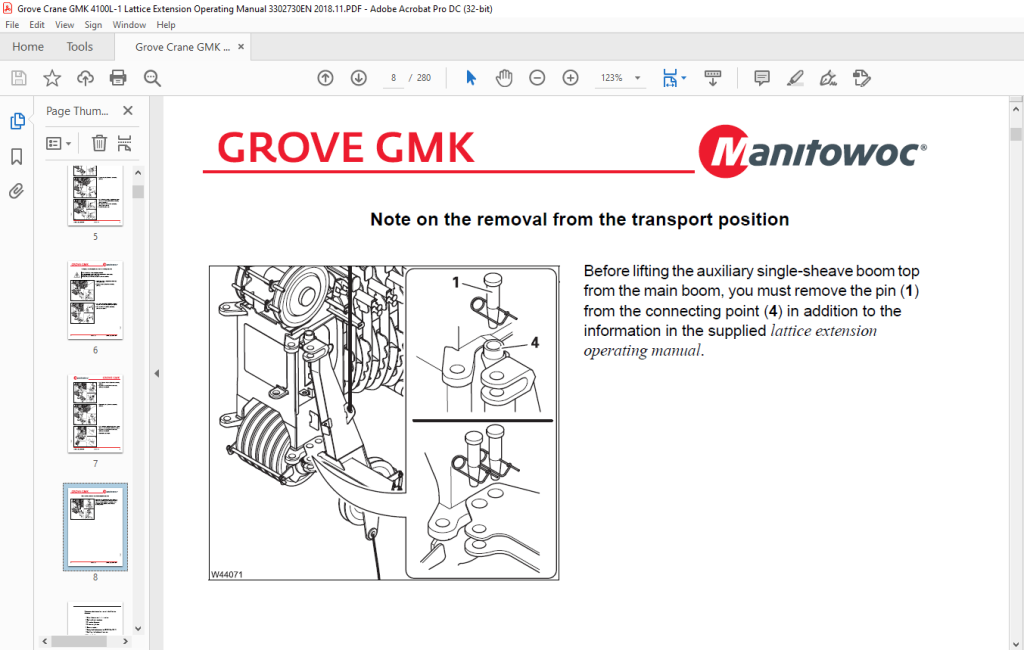 Grove Crane GMK 4100L-1 Lattice Extension Operating Manual 3302730 ...