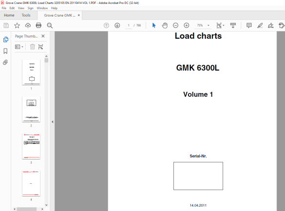 Grove Crane GMK 6300L Load Chart Manual 3205105 - PDF DOWNLOAD