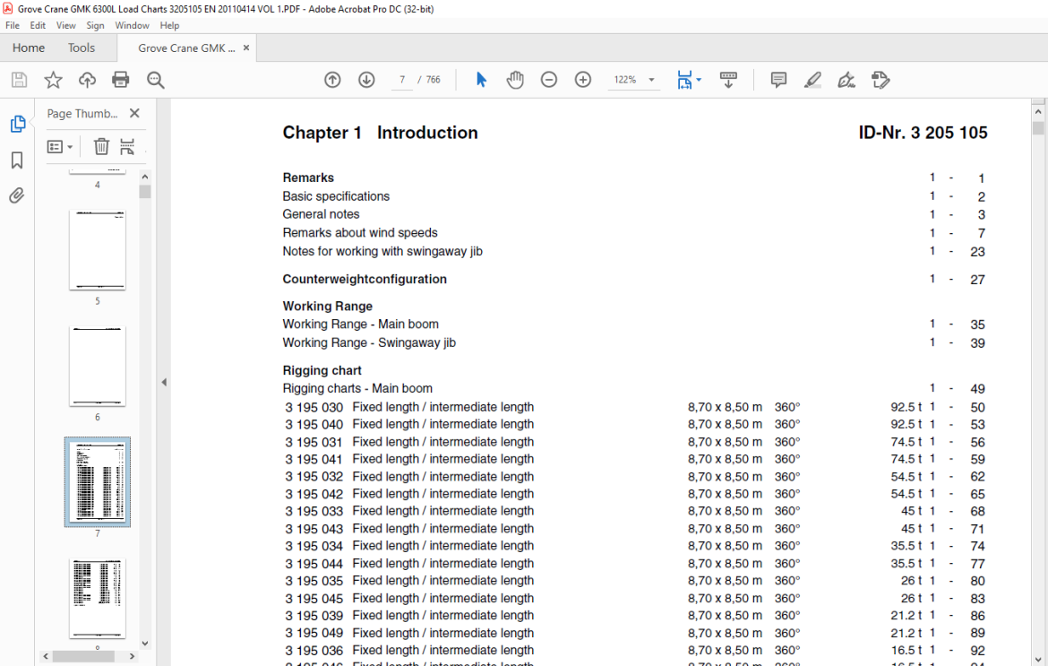 Grove Crane GMK 6300L Load Chart Manual 3205105 - PDF DOWNLOAD