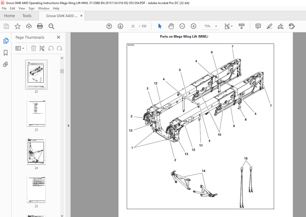 Grove Crane GMK 6400 Mega Wing Lift Operating Instructions Manual ...