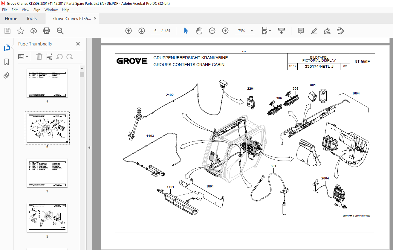 Grove Crane RT 550E Spare Parts Manual (Part 2) 3301741 – PDF DOWNLOAD ...