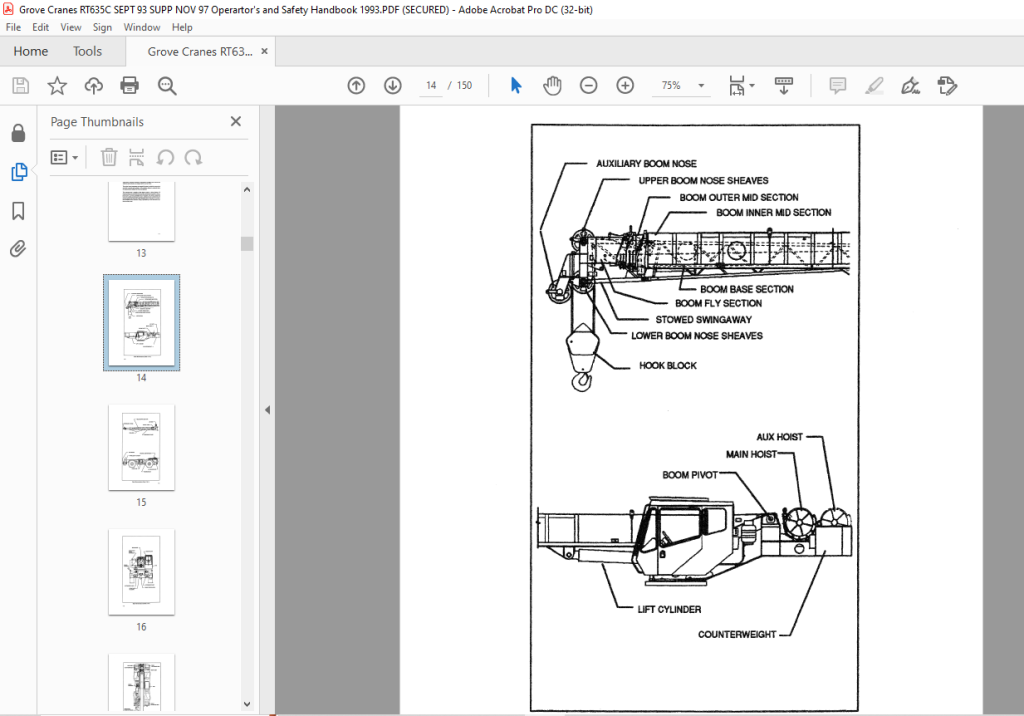 Grove Crane RT 635C Series Operator's & Safety Handbook Manual - PDF ...