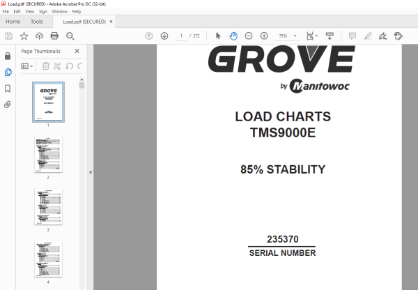 Grove Crane TMS 9000E Load Charts Manual SN 235370 - PDF DOWNLOAD ...