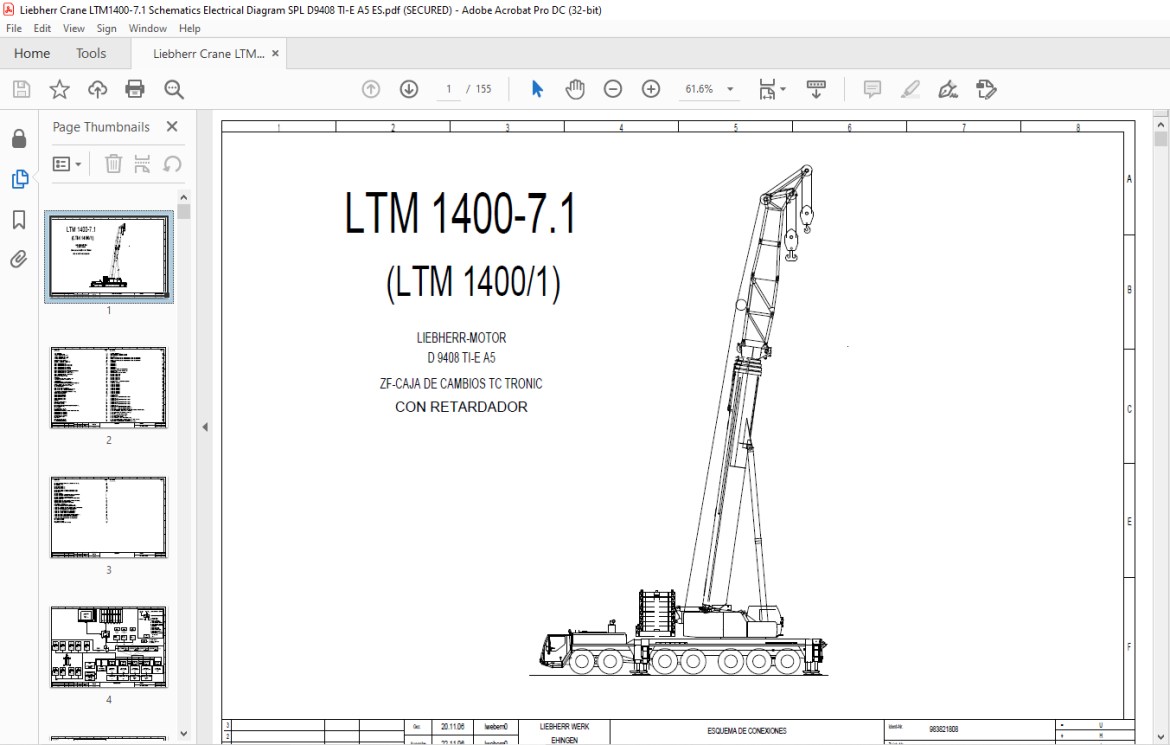 Liebherr Crane LTM 1400-7.1 (LTM 1400-1) LIEBHERRMOTOR D 9408 TIE A5 ZF ...