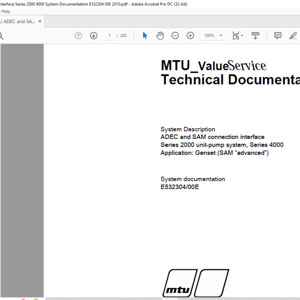 MTU ADEC & SAM connection interface Series 2000 unit-pump system Series ...