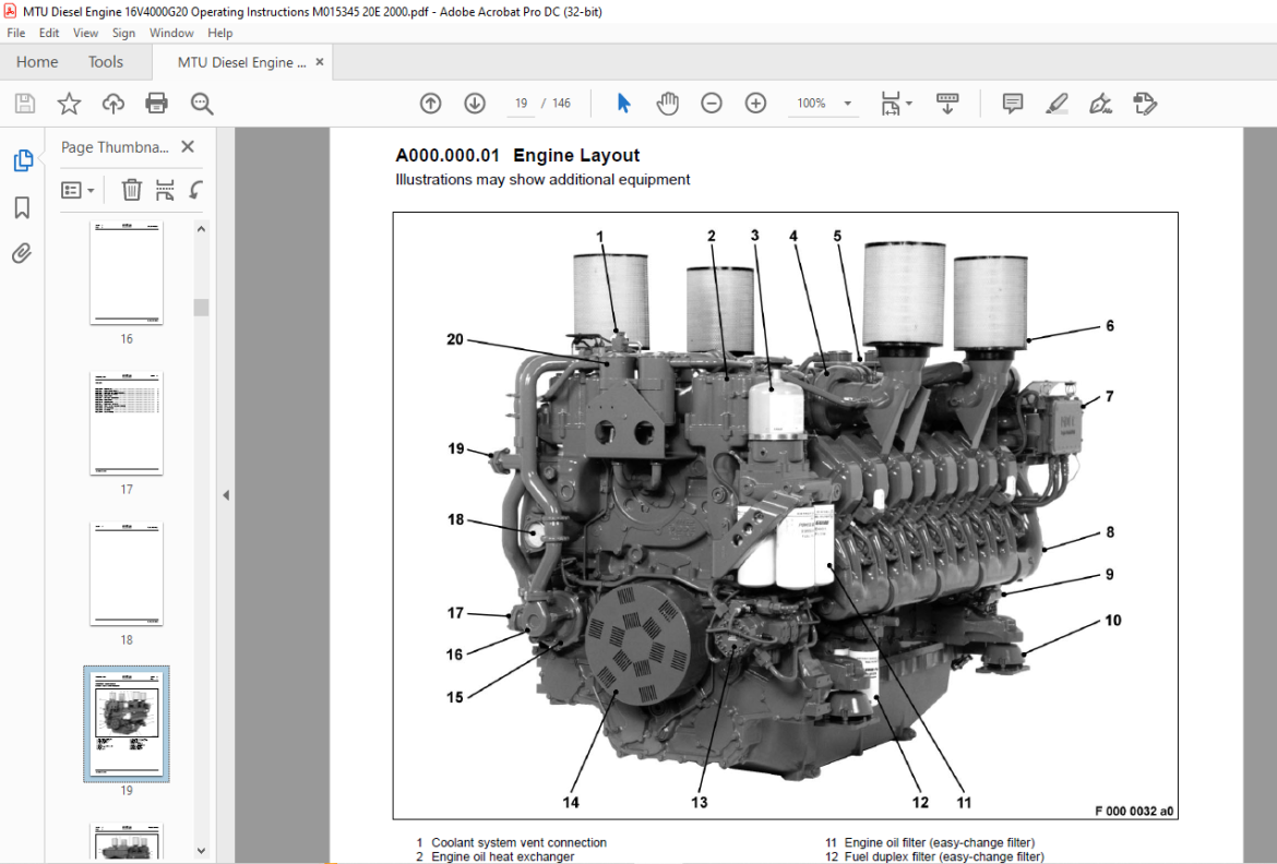 MTU Diesel Engine 16V4000G20 16V4000G40 16V4000G60 16V4000G80 Operating ...