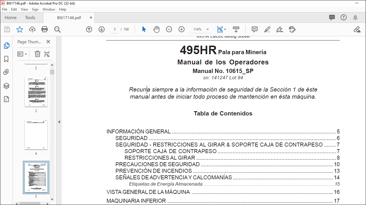 CAT BUCYRUS 495HR Pala para Minería Manual de los Operadores - PDF ...
