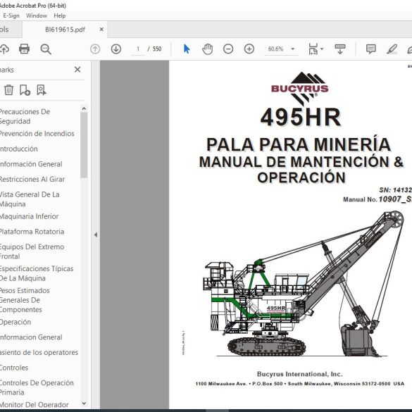 CAT BUCYRUS 495HR2 PALA PARA MINERIA MANUAL DE MANTENCION & OPERACIÓN ...