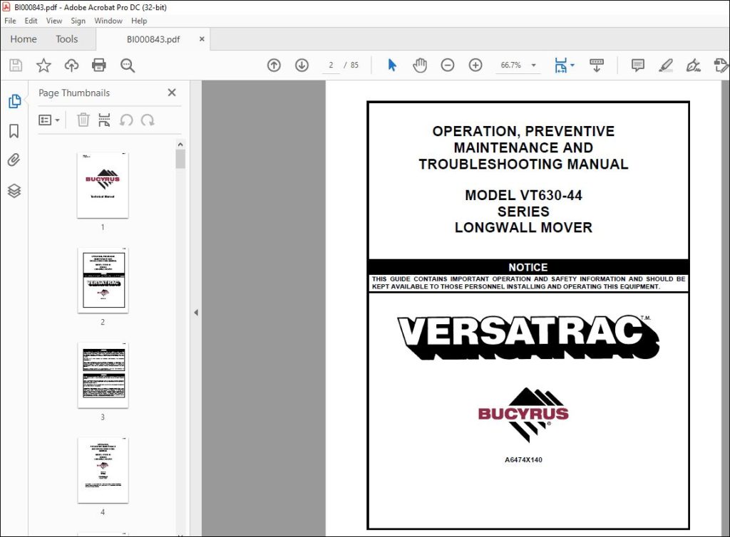 CAT Bucyrus VT630-44 Series Longwall Mover Operation, Maintenance ...
