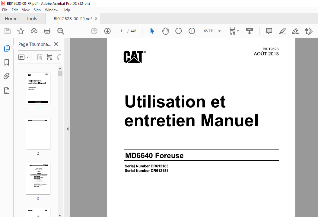 CAT Foreuse MD6640 Utilisation et entretien Manuel - PDF DOWNLOAD ...