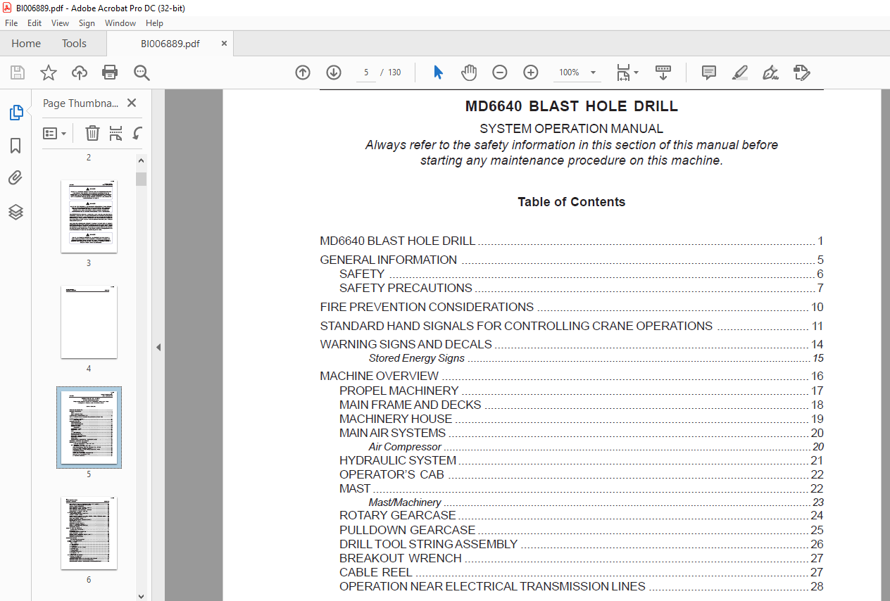 CAT MD6640 Blast Hole Drill System Operation Manual SN 2U70X57 – PDF ...