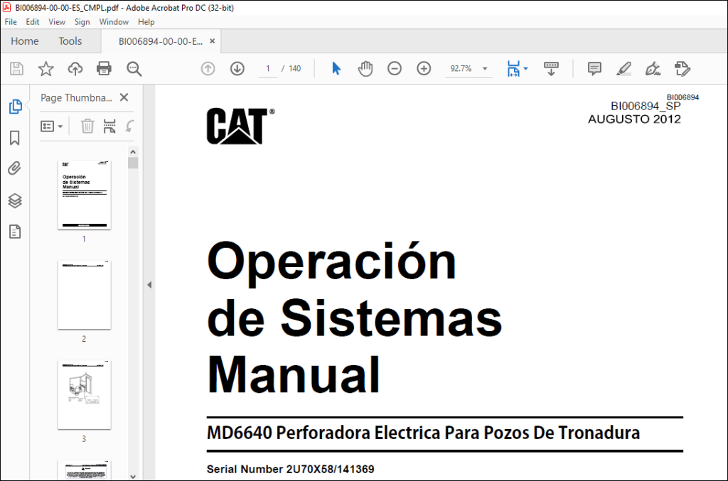 CAT MD6640 Perforadora Electrica Para Pozos De Tronadura Operación de ...